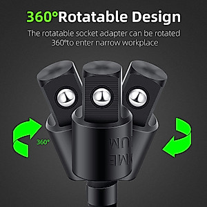 Honoson Power Drill Sockets Adapter Set Impact Driver Wobble Socket Adapter 360 Degree Rotatable Hex Shank Impact Driver Socket Adapter Drill Bits Adapter 1/4 Inch 3/8 Inch 1/2 Inch, Black (6)