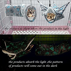 Vehomy 2Pcs Small Pet Tunnel Tube Hammock Luminous Glow Guinea Pig Hammock Rat Hanging Bunk Bed Plush Self-Luminous Ferret Hamster Tunnel Hideout for Small Animals Chinchilla Squirrel Gerbil