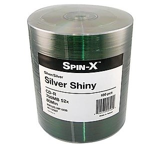 100 Spin-X 52x CD-R 80min 700MB Shiny Silver