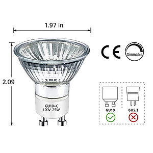 Halogen Bulb 25 Watt GU10 120V NP5 Replacement Bulb for Candle Warmer, Scent Wax Burner, Fragrance Melt, Warming Bulb JDR Dimmable, Warm White 2700K Pack of 4
