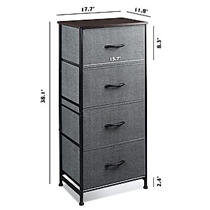 WLIVE Dresser with 4 Drawers, Storage Tower, Organizer Unit, Fabric Dresser for Bedroom, Hallway, Entryway, Closets, Sturdy Steel Frame, Wood Top, Easy Pull Handle, Dark Grey