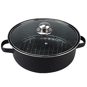 XJKLBYQ Roasting Pan,11-Inch Roasting Pan, Black Covered Oval Roaster Pan with Lid, Small Cookware for Turkey, Small Chicken, Roast Baking Pan for Home
