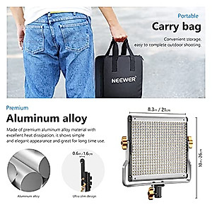 Neewer Dimmable Bi-Color LED with U Bracket Professional Video Light for Studio, YouTube Outdoor Video Photography Lighting Kit, Durable Metal Frame, 480 LED Beads, 3200-5600K, CRI 96+