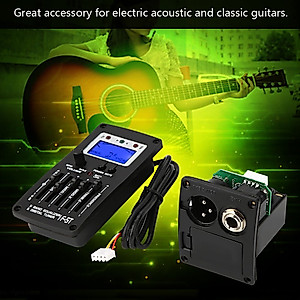 Tbest Guitar Preamp,Guitar Preamp Equalizer Digital Tuner,F 5T 5Band Equalizer Pickup,Digital Tuner Pickup Acoustic Electric Guitar Preamplifier Tuner with LCD Tuner and Volume Control acoustic guita