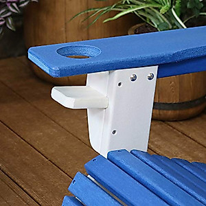 Sunnydaze All-Weather Blue/White Outdoor Adirondack Chairs with Drink Holders - Set of 2 - Heavy Duty HDPE Weatherproof Patio Chair - Ideal for Lawn, Garden, and Around The Firepit
