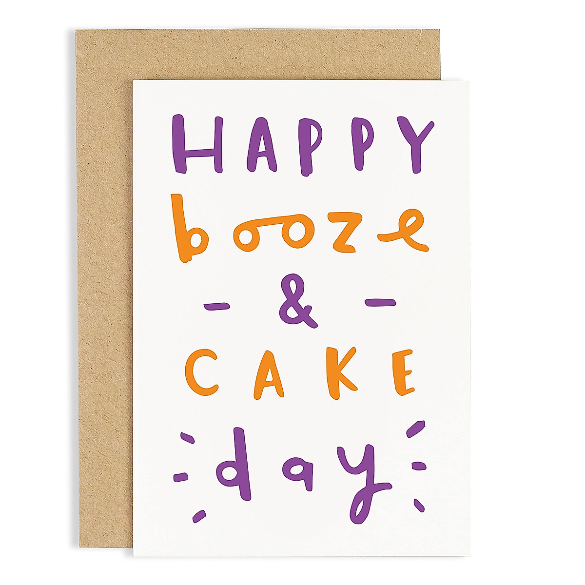 Old English Co. Happy Booze Cake Day Funny Birthday Card for Him Her - Cute Funny Happy Birthday for Mum, Dad, Borther, Sister, Friend | Joke Humour Design | Blank Inside & Envelope Included