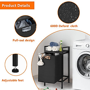 Laundry Hamper, Laundry Basket Laundry Room Shelves Hampers for Laundry with Removable Bag and Top Shelf Clothes Hampers for Small Space Laundry Sorter for Laundry Room Bedroom Bathroom, Rustic Brown