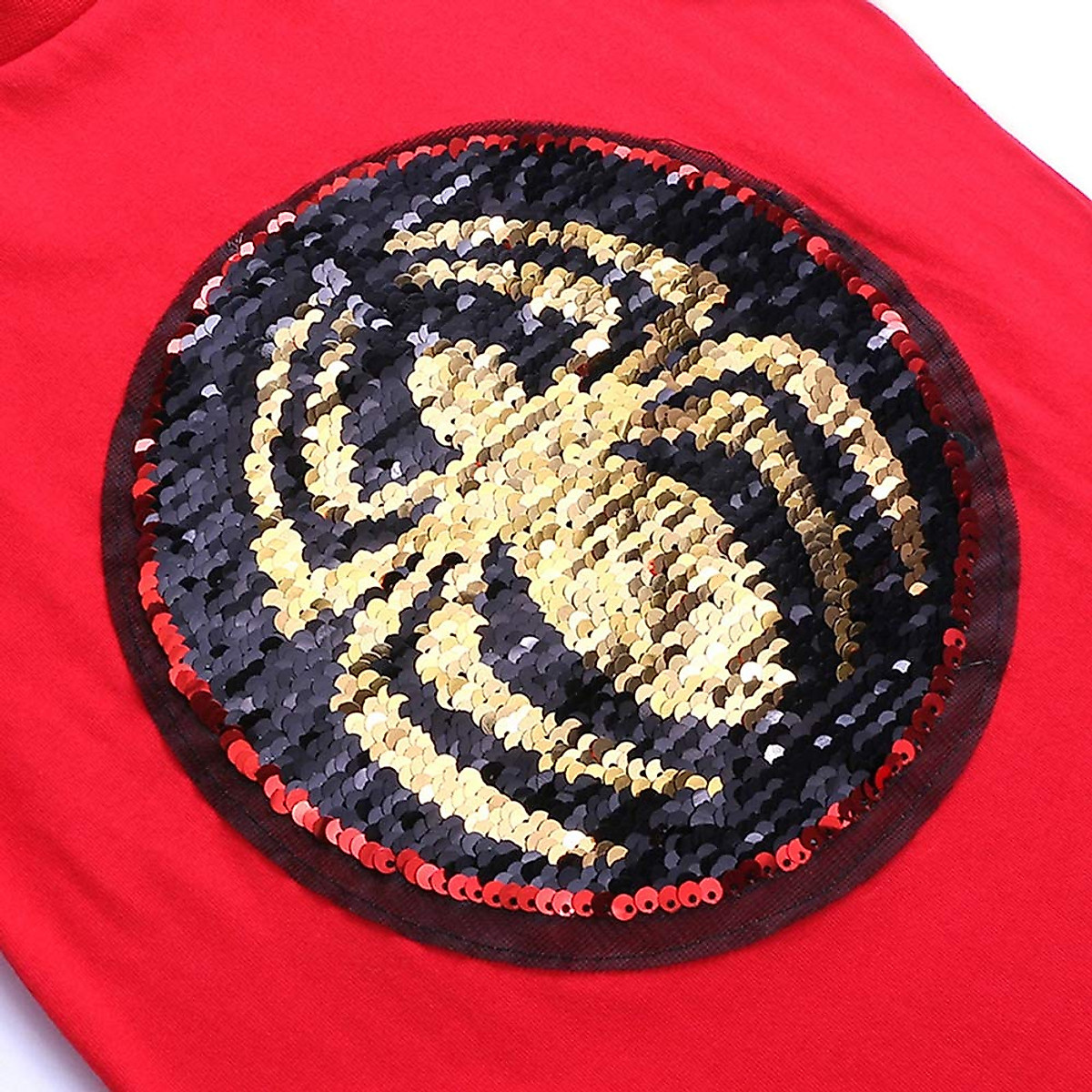 Toddler Little Kids Baby Boys Girls Magic Flip Sequins Tshirt,Short Sleeve Crew Neck Pullover Tees Tops Red