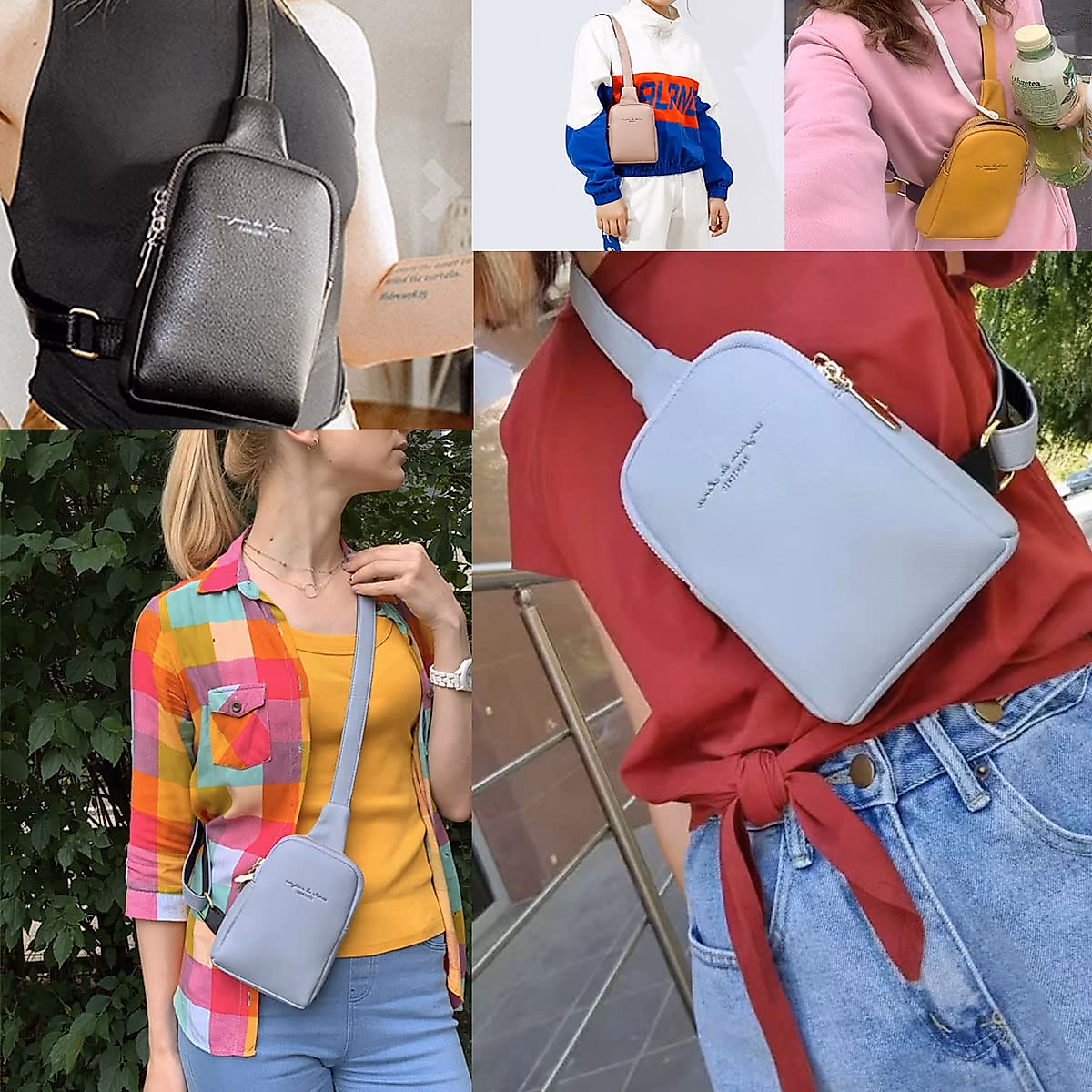 Womens Crossbody Fanny Pack Sling Bag Cell Phone Purse Leather Casual Daypack Sport Chest Satchel for Women