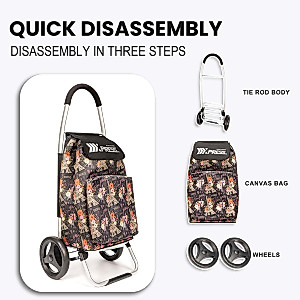 Foldable Shopping Cart,Shopping Cart for Groceries w/Removable Wheels & Bag,Rolling Personal Handtruck Standard #Tower