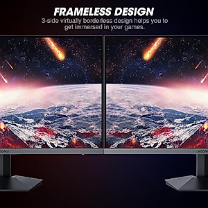 KOORUI 24 Inch Gaming Monitor, 165Hz IPS 1080p 1ms Adaptive Sync, Frameless, HDMI, DisplayPort, Tilt Adjustable, Eye Care, VESA Wall Mount， Black