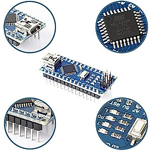 RedTagCanada Nano with The bootloader Compatible with Nano 3.0 Controller for Arduino CH340 USB Driver 16Mhz Nano v3.0 ATMEGA328P/168P (Blue-ATMEGA328 Welded) (No Cable)