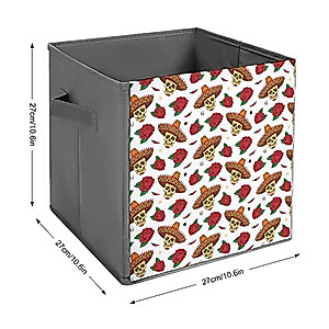 Mexico Candy Skull Rose Collapsible Storage Bins Basics Folding Fabric Storage Cubes Organizer Boxes with Handles