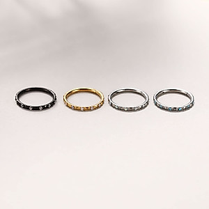 PEAKLINK 16G Septum Clicker Ring Conch Hoop Ring Surgical Steel Daith Earrings Clicker Nose Ring Helix Hinged Segment Ring Conch Ring Silver Cartilage Lobe Lip Tragus Piercing Jewelry 6mm