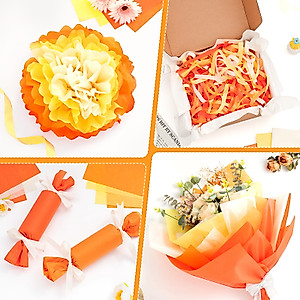 Simetufy Orange Tissue Paper for Gift Bags, 120 Sheets 14 x 20 Inches Yellow Wrapping Paper for Packaging, Tissue Paper Bulk for Fall, Halloween, Thanksgiving, Birthday, Holiday Decor and DIY Craft