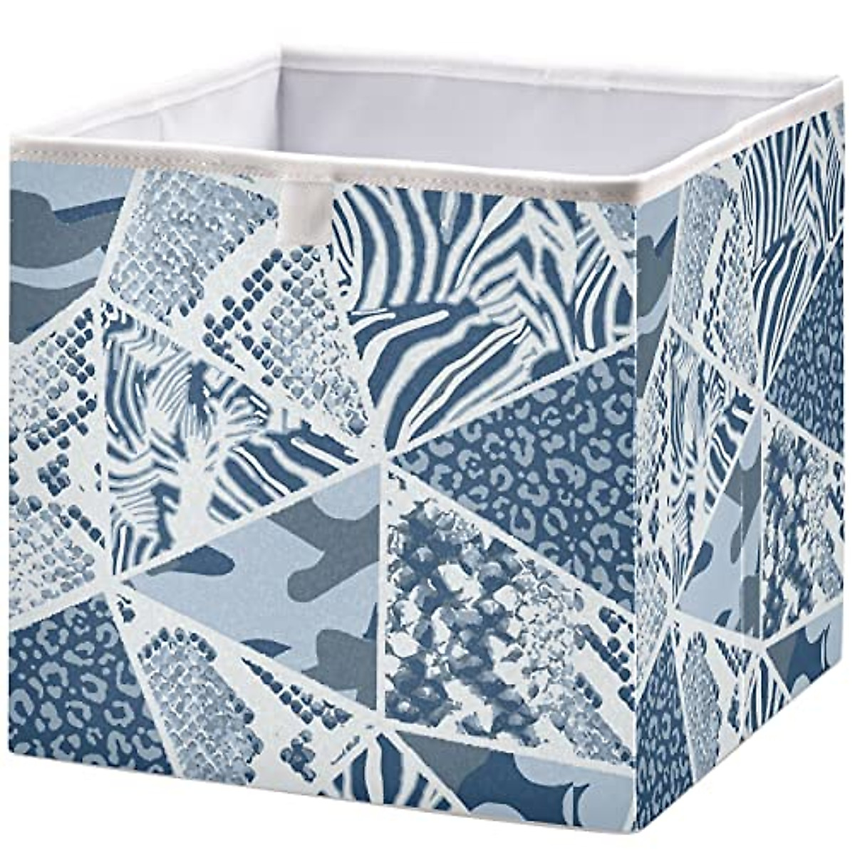 visesunny Closet Baskets Animal Skin Pattern Mosaic Style Storage Bins Fabric Baskets for Organizing Shelves Foldable Storage Cube Bins for Clothes, Toys, Baby Toiletry, Office Supply