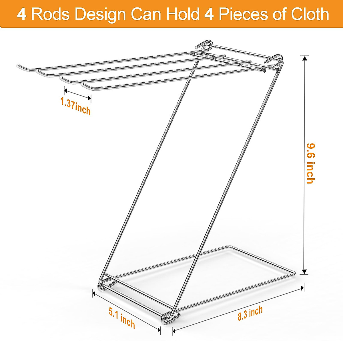 Kitchen Towel Holder Stand, 4-Arm Dish Towel Holder Countertop Hand Towel Holder for Bathroom, Free Standing Hand Towel Stand Washcloth Dish Cloth Drying Rack, Z-Shaped Folding Hanging Towel Bar Stand