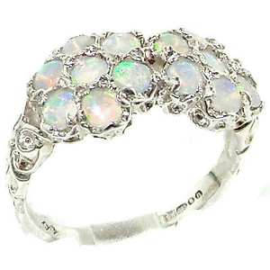 925 Sterling Silver Natural Opal Womens Anniversary Ring - Size 8.5