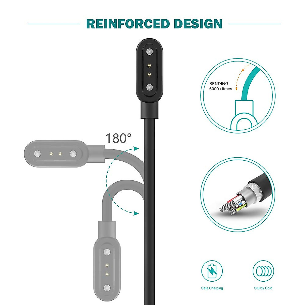 TUSITA Charger Compatible with Snapchat Spectacles 2 - USB Magnetic Charging Cable 5ft 150cm - HD Video Camera Sunglasses Accessories