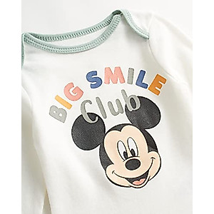 Disney Baby Boys' 3 or 4 Piece Layette Set - Bodysuit, Pants, Hat, Booties - Mickey Mouse, Toy Story, Pooh (0-9M), Size 6-9 Months, Mickey Jade