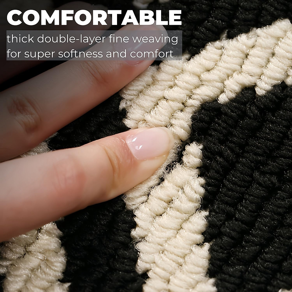 GIB Kitchen Rugs Mats for Floor Set of 2, Non Slip/Skid Kitchen Runner Rugs, Super Absorbent Machine Washable Soft Standing Mats for Kitchen Decor, Laundry & Sink, Black and Cream Diamond