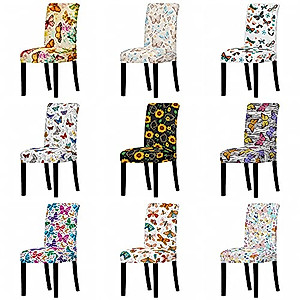 Butterfly Print Seat Cover Removable Dirtproof Kitchen Seat Cover Elastic Seat Cover for Banquet Restaurant AF19 2PCS