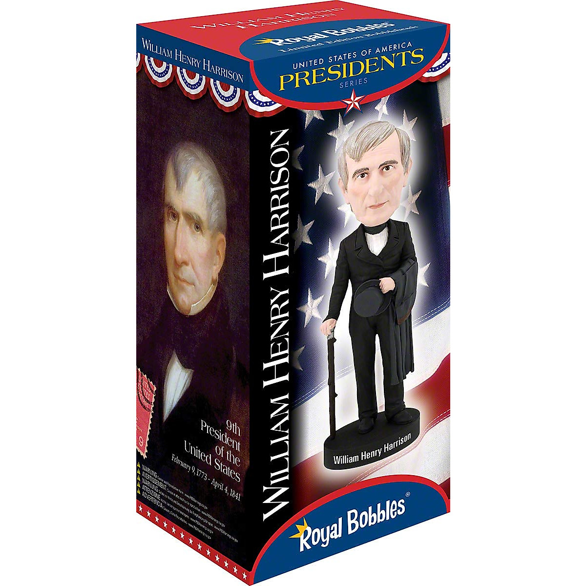 Royal Bobbles William Henry Harrison Bobblehead, Premium Polyresin Lifelike Figure, Unique Serial Number, Exquisite Detail