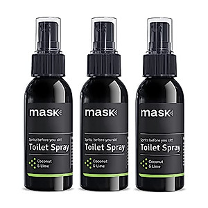 Mask - Toilet Odor Eliminator Spray, Non-Aerosol Odor Neutralizer Spray, Spritz-Before-You-Sit Travel Odor Eliminator, Traps Odors Before You Go, 2 oz, Coconut & Lime Scent, Pack of 3
