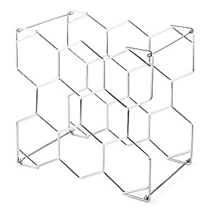 Qvist Sweden Tabletop Wine Racks 8 Bottles - Countertop Wire Rack for Storage, Display and Gifts - Small Free Standing Wrought Iron Metal Bottle Holder Gift - Stainless Steel Silver Chrome