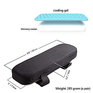 Office Chair Armrest Covers, Chair Armrest Pads, Cooling Gel Cushions Office Chair Arm Covers, Pressure Relief Office Chair Arm Pads, Arm Rest Cushioning for Office Chair with Memory Foam 2 in 1 Pair