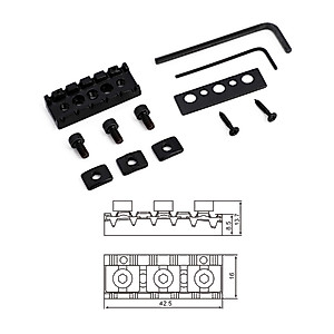 Holmer Guitar String Locking Nut for Floyd Rose Style Adjustable Height Locking Guitar Tremolo Bridge with Mounting Screw Shims and Wrench Black.