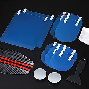 Tallew 20 Pcs Waterproof Car Mirror Film Set, 12 Pcs Waterproof Mirror Film for Car, 2 Pcs Car Side Mirror Rain Guard, 2 Pcs Blind Spot Mirrors 4 Pcs Scraper and Cleaning Cloth for Most Car Truck Suv