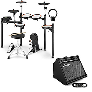 Donner DED-100 Electric Drum Set, Electric Drum for Beginner/Intermediate and Donner Electric Drum AMP 35-Watt with Aux in and Wireless Audio Connection
