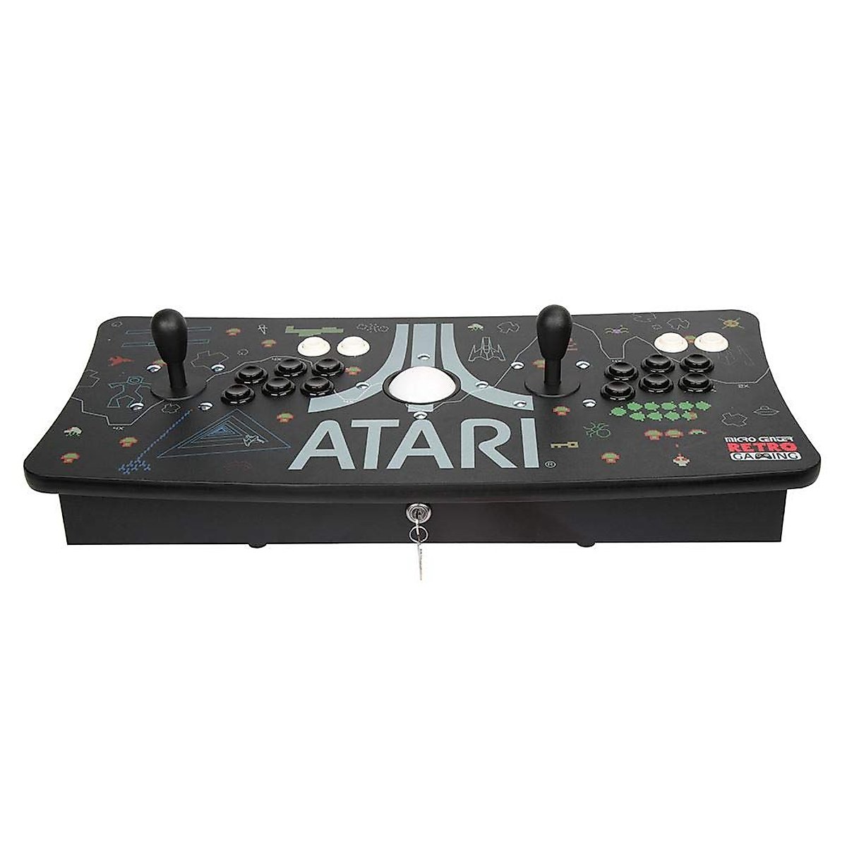 Atari Ultimate Arcade Fightstick USB Dual Joystick with Trackball 2 Player Game Controller Powered by Raspberry Pi 3B+ 1GB RAM 32GB Micro SD Card Preloaded Over 100 Classic Atari Games