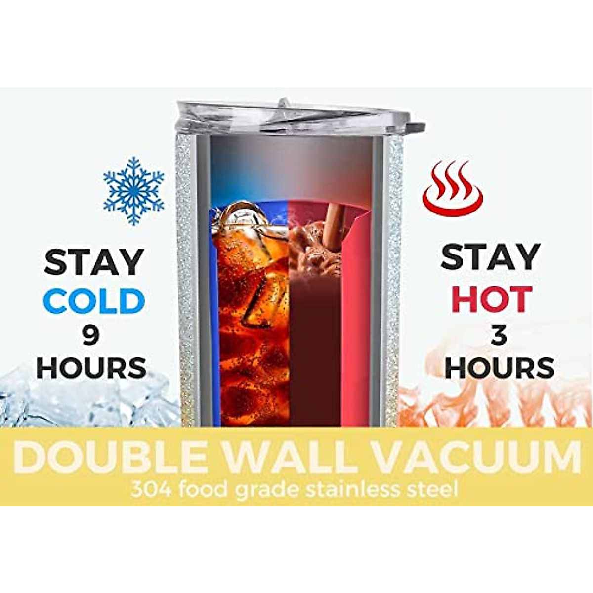 Onebttl 30th Birthday Gifts for Women, Female, Her - 30 and Fabulous - 20oz/590ml Stainless Steel Insulated Glitter Tumbler with Straw, Lid, Message Card - (Gold-Silver Gradient)