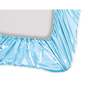EHP Super Soft & Silky Satin Crib Fitted Sheet 28" X 52" + 9" (Solid/Deep Pocket) (Sky Blue)