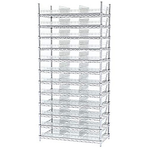 Akro-Mils 30178 Plastic Nesting Shelf Bin Box, (18-Inch x 11-Inch x 4-Inch), Clear, (12-Pack)