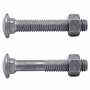 Carriage Bolts 3/8-16 x 2-1/4": w/Nuts Galvanized Bulk Carriage Bolt ~ Coarse Thread (2 1/4 inches Long) (100 Pieces) - Chain Link Fence Carriage Bolt w/Nuts
