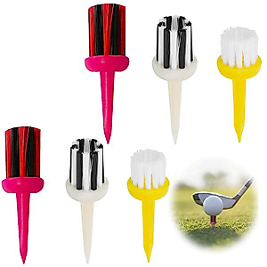Amy Sport Golf Tees Brush Type Unbreakable Plastic 2.0 2.2 2.4 Inch Mixed Height Value Pack, Yellow White Colored Tee Driver Oversized for Low Friction More Distance Consistent… (6 Pcs Mixed Size)