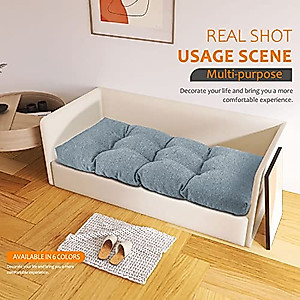 RULAER Indoor/Outdoor Tufted Bench Cushion 36x14'' for Patio Furniture Soft Comfortable Window Seat Cushions for Multi-Scene Durable Non-Slip Washable Garden Patio Swing Furniture Pads,Grey