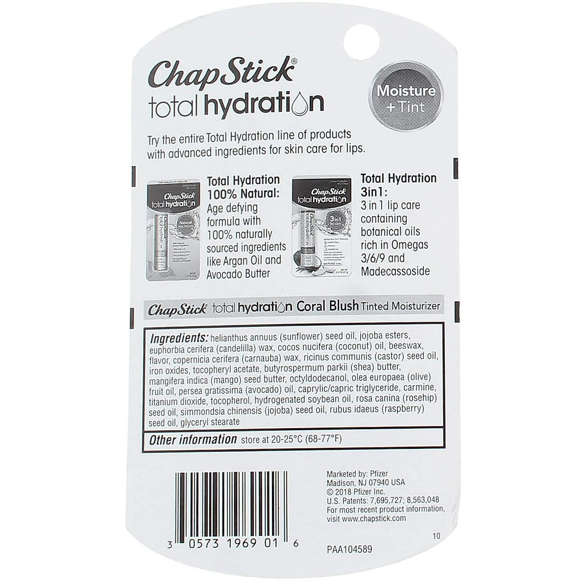 ChapStick Total Hydration Coral Blush 0.12 oz (Pack of 2)