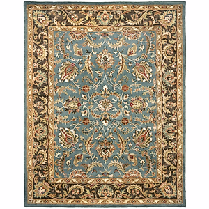 SAFAVIEH Heritage Collection Area Rug - 8'3" x 11', Blue & Brown, Handmade Traditional Oriental Wool, Ideal for High Traffic Areas in Living Room, Bedroom (HG812B)