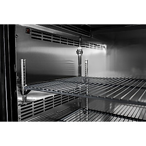 72" Commercial 3 Door Back Bar Beer Bottle Beverage Can Cooler Refrigerator, Black, with Stainless Steel Top and Glass Doors