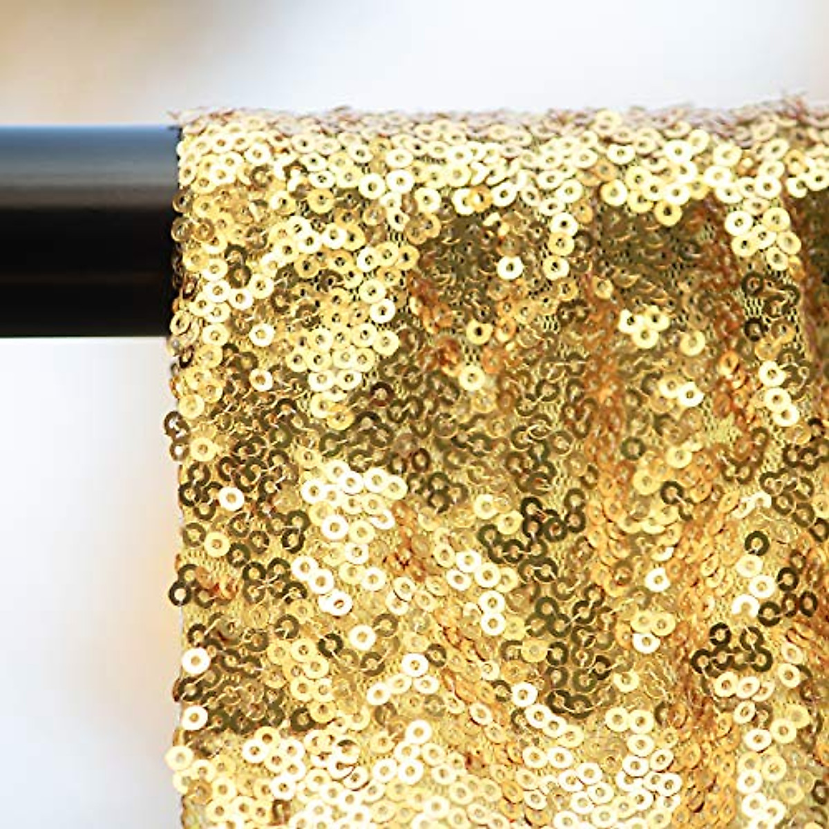JYFLZQ Light Gold Sequin Backdrop Curtains 10ft x 10ft 1 Panel Glitter Photo Booth Backdrops Sparkly Photography Background Drapes for Parties Wedding Bridal Showers