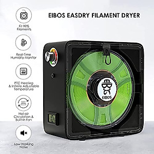 【EIBOS Official】3D Printer Filament Dryer Easdry Box with Fan, Adjustable Temperature, Humidity Control & Spool Holder, Compatible with 1.75mm 2.85mm 3.00mm Nylon, PLA, ABS