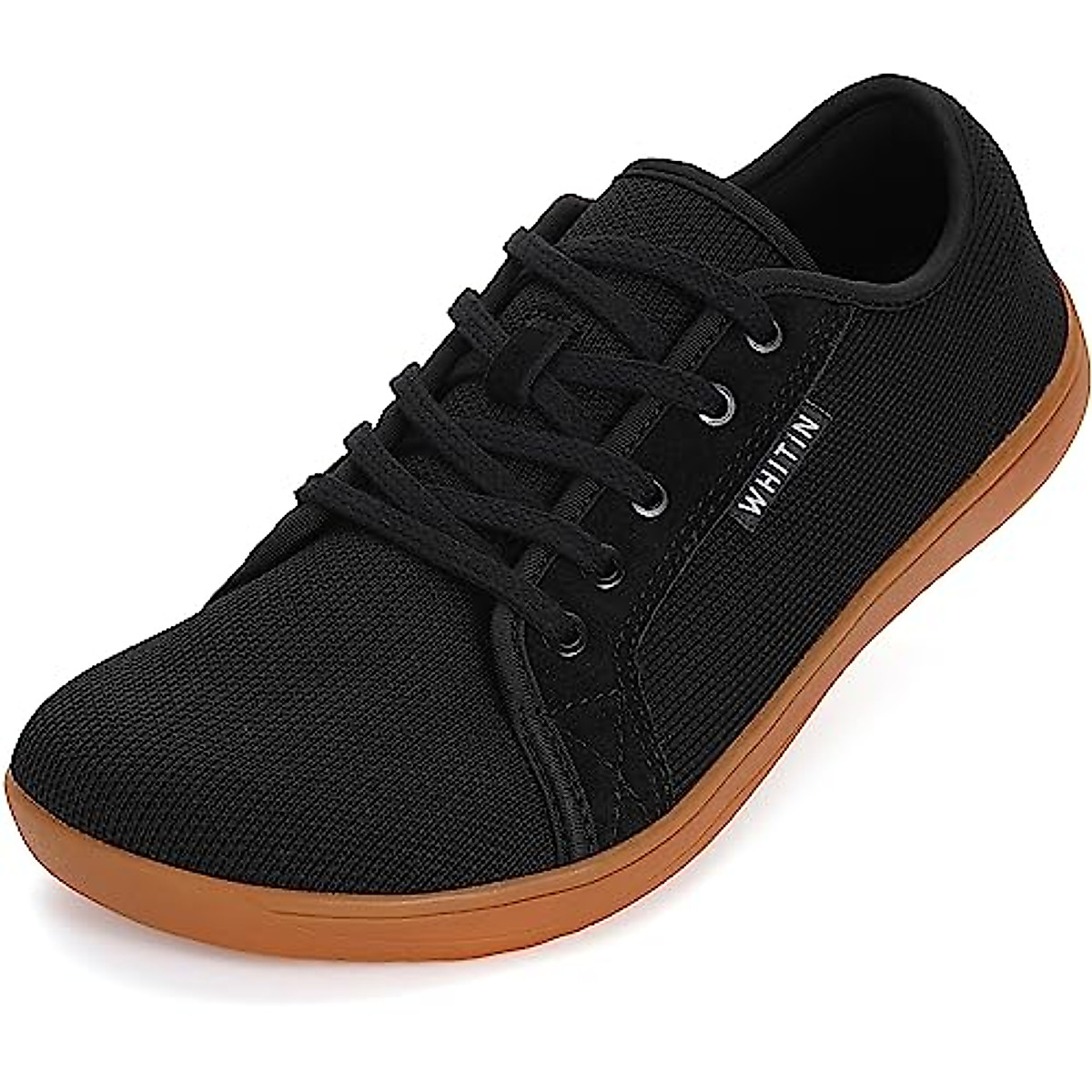 WHITIN Men's Fashion Barefoot Sneakers Zero Drop Sole Minimus Casual W81 Size 8W Minimalist Tennis Shoes Fashion Walking Workout Gym Black Gum 41