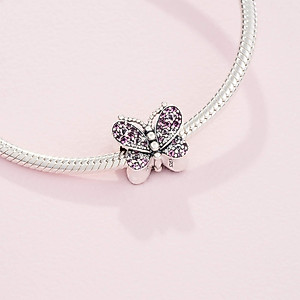 PANDORA Dazzling Pink Butterfly 925 Sterling Silver Charm - 797882NCCMX