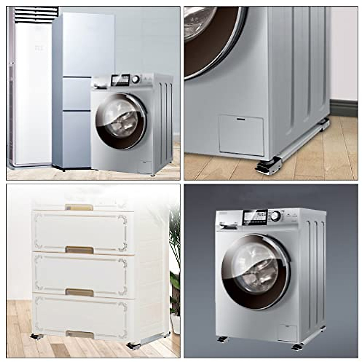 Homoyoyo Furniture Washing Machine Dolly Extendable Appliance Rollers Refrigerator Fridge Appliance Dolly Movers Portable Mini Mobile Washer Dryer Moving Base