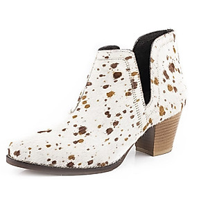 ROPER 09-021-0981-3215 Women's Rowdy Cream & Tan Hair on Hide Leather Bootie Multi 9.5 B