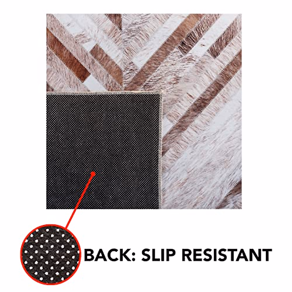 Safavieh Faux Hide Collection Machine Washable Slip Resistant 8' x 10' Beige/Brown FAH526A Rustic Lodge Modern Glam Bedroom Living Room Area Rug